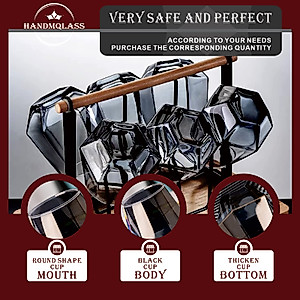 stemless glass wine glasses for whiskey cocktail wine Bourbon Brandy, glass tumblers & water glasses for Water, tea, juice, milk, coffee, milkshake, 10 oz 300 ml (black)