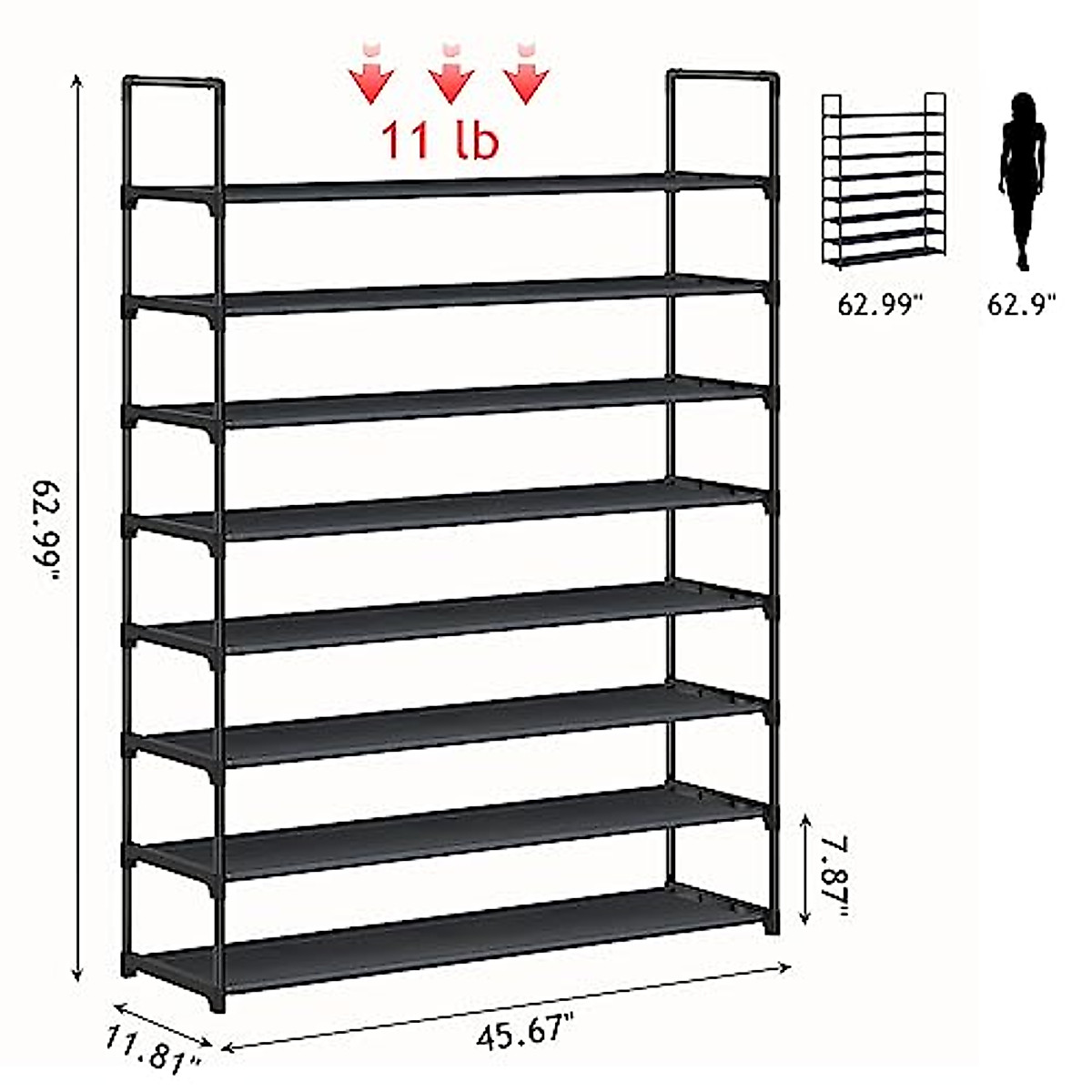 HITHIM 8 Tier Long Shoe Rack,Large Shoe Shelf for Shoe Storage,Tall Sturdy Shoe Stand,Non-Woven Fabric Shoe Organizer for Closet,Upgrade Shoe Holder for Entryway, Doorway and Bedroom