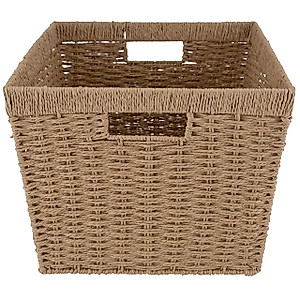 Simplify Dutch Weave Small Storage Basket | Dimensions: 12"x 10"x 8" | Dutch Weave Design | Storage Organization | Paper Rope Material | Great Closets | Display