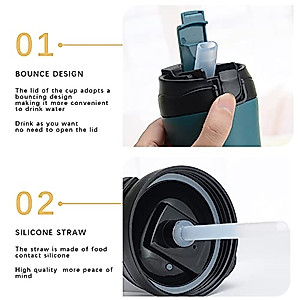 HiKupa Insulated Travel Mug with Straw and Leakproof Lid, Double Wall Stainless Steel, for Hot and Cold Drinks (Pink)