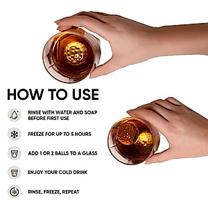 Golf Ball Whiskey Stones Gift Set for Men, Husband Dad, Brother, Boyfriend; Chillers Golfers, Reusable Ice Cubes, Glass Chilling Rocks; of 4 Rocks with Tongs, X-Large (ARIDON002)