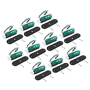 Lirun Motorcycle 10 Pcs Universal 4 LED Side Marker Clearance Light Green Lens For Truck Trailer Pickup SUV Caravan