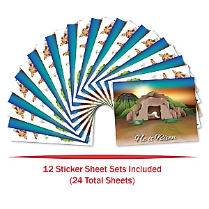 Colonel Pickles Novelties Resurrection Stickers - 12 Sets - Easter Crafts for Kids Bible Games & Stories - Christian Activities