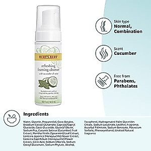 Burt's Bees Refreshing Foaming Cleanser and Natural Face Wash with Cucumber and Mint, 4.8 Fl Oz