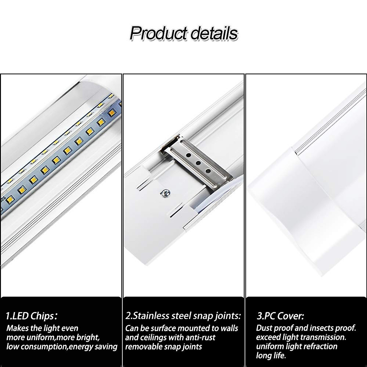 Ankishi LED Shop Light 20W 2FT, 4 Pack LED Tube Light, 2400LM 3000K Warm White, Under Cabinet Lighting, Integrated LED Linear Ceiling Light Fixture for Office, Workshop Kitchen, Laundry Room