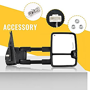 Towing Mirrors for 07-21 Toyota Tundra with Power Glass Heated Arrow Turn Signal Light Running Light Blind Spot Light Extendable Fold Pair Set (Smoke)