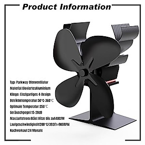 Surakey Wood Stove Fan for Heater, Heat Powered 4 Blade Non Electric Fireplace Fan with Bracket Reindeer Shape Heater, for Wood Log Burner Stove/Fireplace Camping Outdoor/Indoor Use (Green)