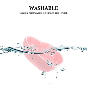 TEHAUX 3Pcs Ceramic Pet Bowls Heart Shaped Food Bowls for Cats Cute Hamster Food Containers Washable Hamster Feeder Bowls for Rabbit Guinea Pig Gerbil Hamster Chinchilla ( Pink+ Green+ Blue )