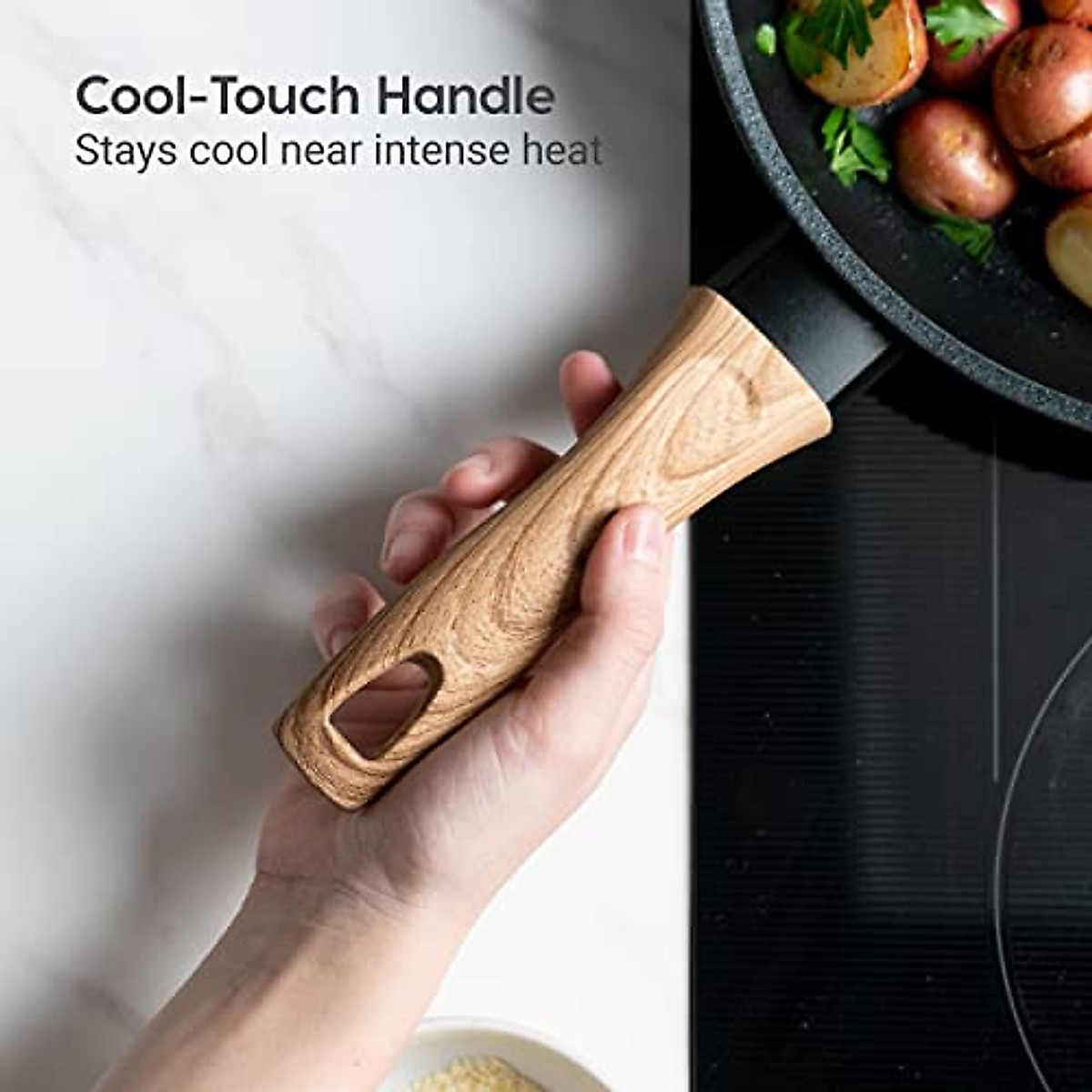 IRIS USA 10 Inch Non-Stick Frying Pan, Skillet with MEGASTONE™ Coating for Healthy Cooking, Everyday Cookware, PFOA Free