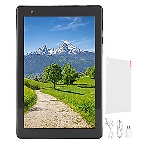 Yoidesu 8 Inch Tablet, Kids Tablet 4GB 64GB RAM Dual SIM Dual Standby 8000mAh Battery, WiFi Tablet 1920x1080 Dual Camera MTK6592 Processor 10‑240V (Black)