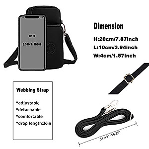 WITERY Waterproof Nylon Cute Crossbody Cell Phone Purse Smartphone Wallet Bag for Women Teen Grils