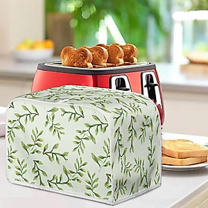 NETILGEN Toaster Dust Cover 4 Slice, Microwave Toaster Oven Grill Cover Stain Resistant Dustproof Kitchen Small Appliance Cover with Top Handle for Kitchen, Green Leaf
