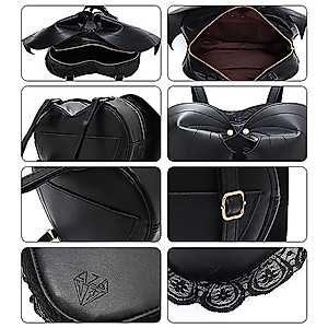 Ovida Bat Backpack Halloween Gothic Backpack Cute Heart Wings Mini Backpack Purse Casual Daypack Lace Shoulder Bag Lolita Bag