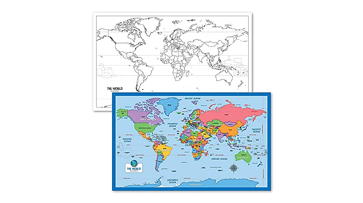 Palace Learning World Map Posters - 2 Pack for Kids