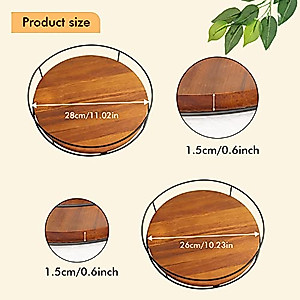 2 Pcs 11”&10” Lazy Susan Organizer Turntable for Cabinet Kitchen Countertop Table, Acacia Wood Kitchen Turntables Storage for Food Cheese Fridge, Refrigerator, Countertop Rotating Spice Rack