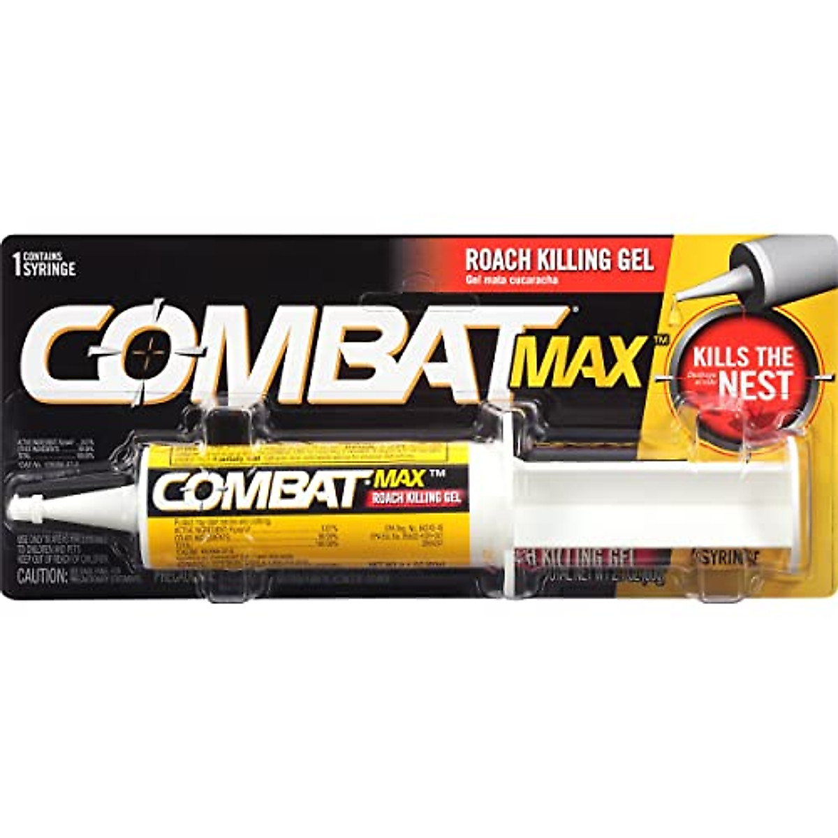 Combat Max Roach Killing Gel for Indoor and Outdoor Use, 1 Syringe, 2.1 Ounce (Pack of 1)