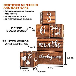 MAINEVENT Farmhouse Baby Monthly Milestone Blocks, Age Blocks for Baby Milestone, Baby Gifts for Baby Shower, Newborn Photography, Baby Photo Props, Month Milestone Blocks