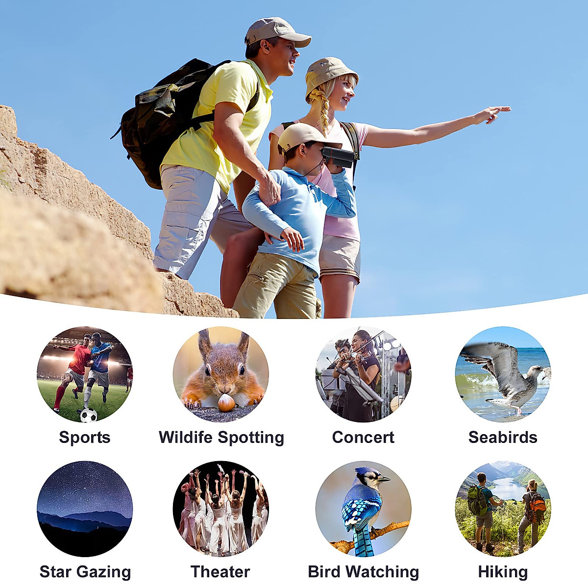 AHFLRITO Compact Binoculars, Lightweight Foldable Small Binoculars for Adults and Kids, Portable Waterproof for Bird Watching, Traveling, Theater, Opera, Concert, Hiking, Sightseeing