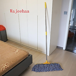 Wajeehaa Commercial Mops for Floor Cleaning, Wet Mop Heavy Duty Cotton Mop with 61" Stainless Steel Handle, 2 Packs