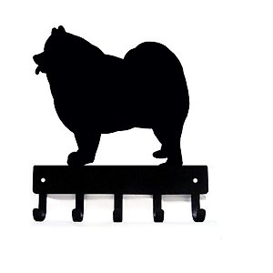 The Metal Peddler Samoyed Key Holder Hanger - Small 6 inch Wide with 5 Hooks - Made in USA; Storage & Home Décor for Dog Lovers