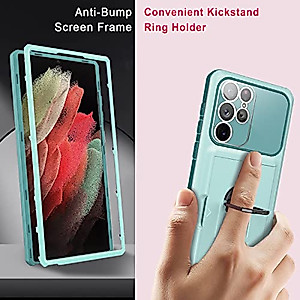 WATEFULL Samsung Galaxy S23 Ultra Case - Teal Wallet Card Holder with Kickstand & Camera Cover