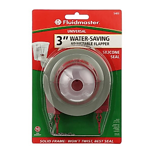 Fluidmaster 5403 Water-Saving Long Life Toilet Flapper for 3-Inch Flush Valves, Adjustable Solid Frame Design, Easy Install (Red)