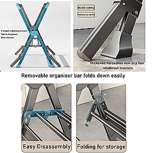 Folding Retractable Collapsible Drying Rack Clothing，Space-Saving Laundry Rack, Aluminum Alloy Drying Rack，Isometric Windproof Hanging Holes，Windproof Foot Support， Clothes Drying Racks Outdoor