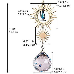 Boho Suncatcher for Window, Handmade Crystal Suncatcher Beads Ornament, Hanging Crystal Window Prism Ball Pendant, 30mm Rainbow Maker Decor Gift, Stained Glass Sun Catchers for Garden Car Decoration
