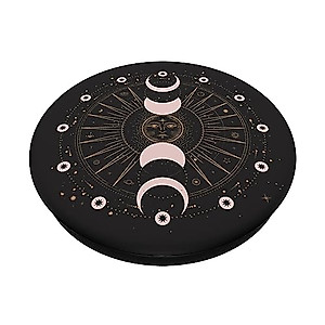 Moon Phases Astrology Space Stars Pattern Black PopSockets Standard PopGrip