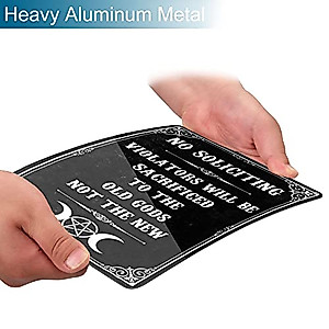 No Soliciting Signs for Home Violators Will Be Sacrificed To The Old Gods Not The New Funny Black Gothic Decor Halloween Decorations Outdoor 8 x 12 Inch