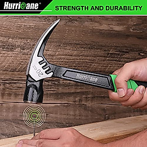 Hurricane Framing Hammer, 20 Oz, One-piece Forged with Magnetic Nail Holder, Shock-Absorbing handle