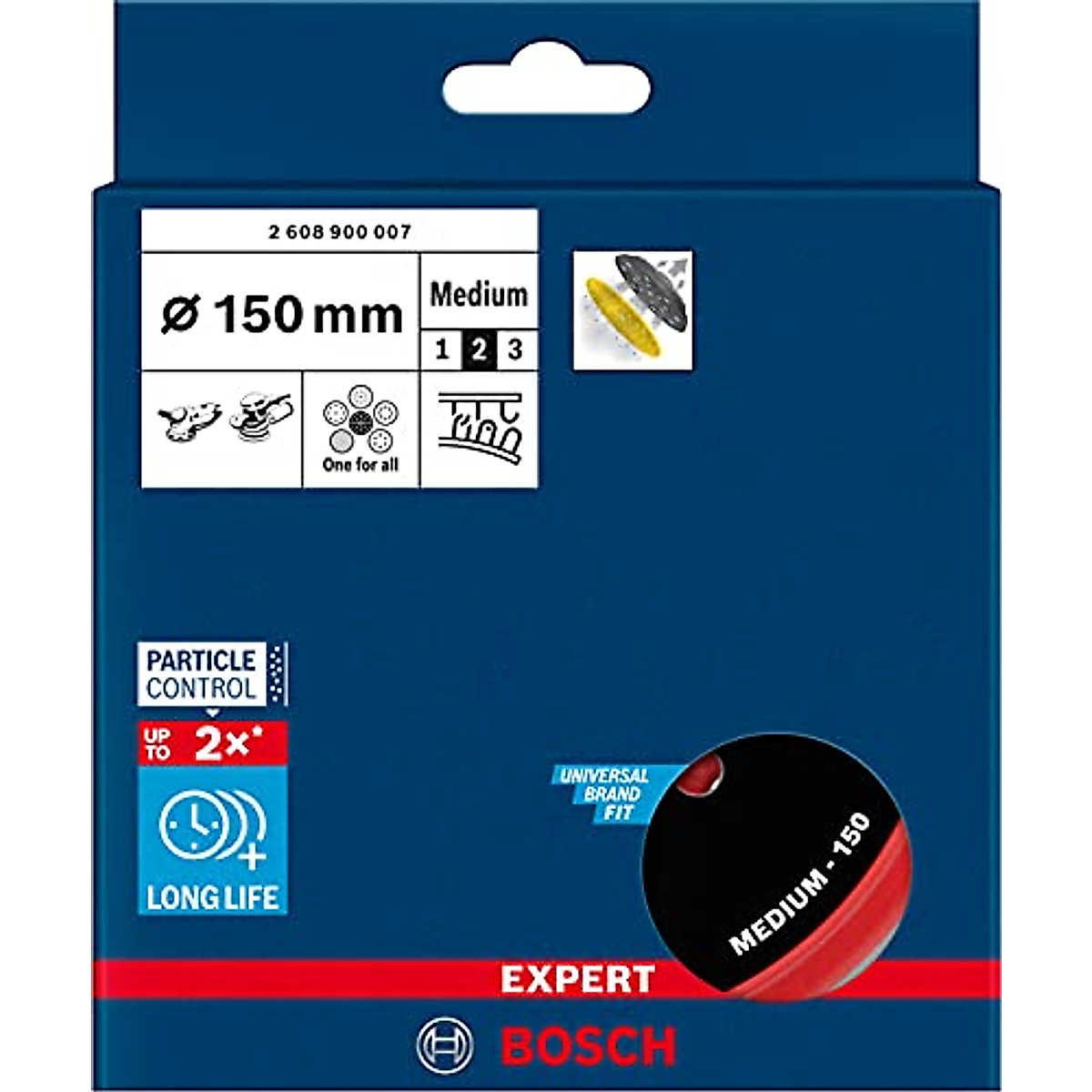 Bosch Professional 1x EXPERT Multihole Back Pad Universal 150 mm (Medium Finish), Diameter 150 mm, Accessory Random Orbital Sander)