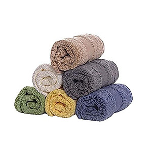 JINGXIN Cotton Face Cloth Thicken Absorbent Washcloths for Daily Use,13.7 x 13.7 Inch,Green,6 Pack