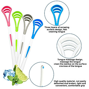 ELANE 12 Pcs Plastic Tongue Scraper for Adults,Tongue Scraper for Kids Tongue Brush for Healthy Oral Care