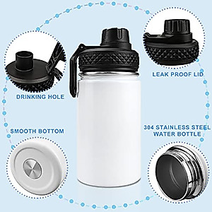 Amgkonp 12oz Sublimation Kids Sports Water Bottle Blanks,12oz Sublimation Tumbler Stainless Steel Double Wall Insulated Theroms Vacuum Flask with Shrink Wrap Film and Portable Handle（4 Pack）