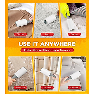 MONSEK Lint Rollers 525 Sheets Mega Value Set, 4X Extra Sticky Lint Roller for Pet Hair, Pet Hair Remover with 2 Upgraded Handle 5 Rollers, Portable Lint Remover for Clothes, Furniture, Dog & Cat Hair