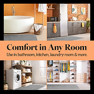 Genteele Memory Foam Bath Mat Non Slip Absorbent Super Cozy Velvet Bathroom Rug Carpet (20 inches X 32 inches, Grey)