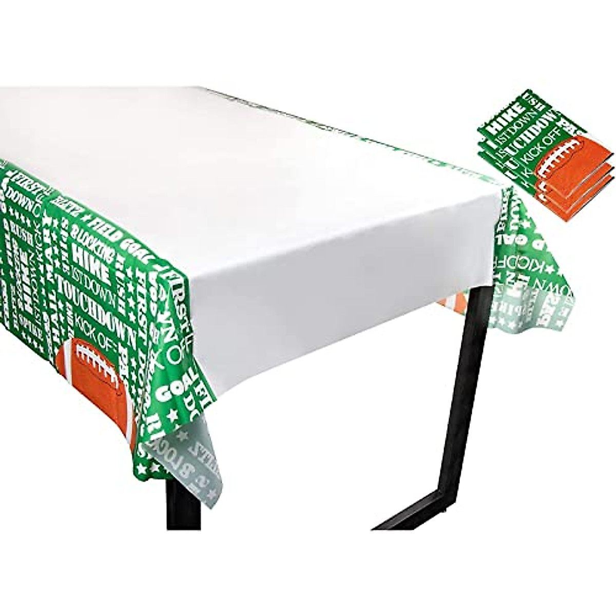 Football Plastic Tablecloth for Game Day Party (Green, 3 Pack)