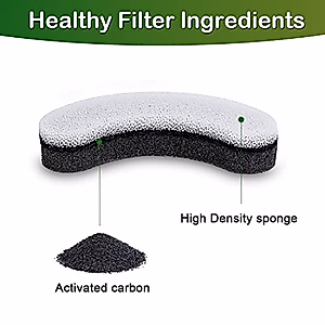 Cat Water Fountain Filters,Arc-Shaped Sponge Activated Carbon Cat Fountain Filter Replacement Filters Compatible WF050 & WF100 Automatic Pet Water Fountain(8 Pack)