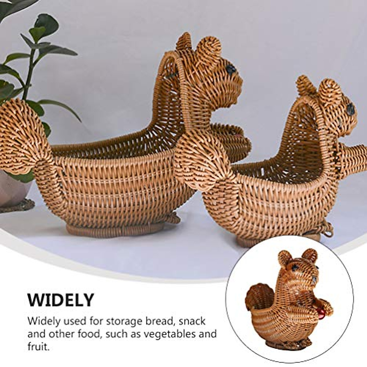 Healifty Laundry Basket Toy Towels Blanket Basket Home Decor Gift Rattan Woven Storage Basket Squirrel Storage Container Wicker Baskets Christmas Tabletop Organizer Nursery Storage Baskets