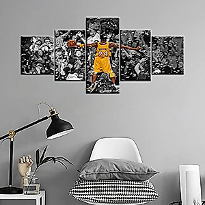 GoForArt Kobe Bryant Wall Art Poster Paintings 5 Piece Canvas Art Picture Prints Artwork Living Room Wall Decor Modern Home Decoration Wooden Framed Ready to Hang [50''W x 24''H]