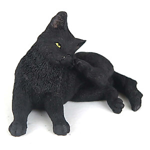 Veronese Design Black Cat Scratching Ear Mini Figurine