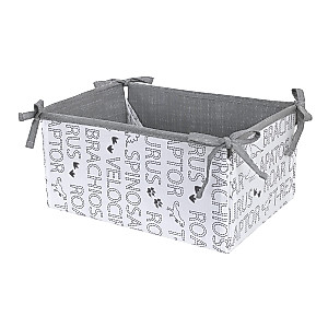 NoJo Baby-Saurus Gray, White, and Green Triceratops, Brontosaurus, and Tyrannosaurus Dinosaurs with Mountains and Leaves 4 Piece Nursery Crib Bedding Set - Comforter, 100% Cotton Fitted Crib Sheet, Crib Skirt, and Storage