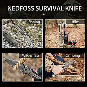 NedFoss Knifes Pocket Knives for Men, Folding Pocket Knife with Glass Breaker, Seatbelt Cutter, G10 Handle, Thumb Stud for Emergency Rescue, Household, Workshop (FA46)