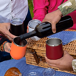 LaserGram Double Wall Stainless Steel Wine Glass Tumbler, Queen Crown, Personalized Engraving Included (Stainless Steel)