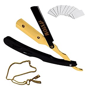 Axiom Professional Straight Razor 30 Double Edge Derby Blades for Men Stainless Steel Barber Straight Edge Razor Kit for Smooth Cut Throat Shavette for Individuals & Salons Special Chain Gift