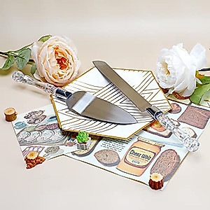 2PCS/Set Wedding Cake Knife and Server Set, Cake Cutting Set for Wedding with Faux Crystal Handles & Premium 410 Stainless Steel Blades for Wedding Cake, Birthdays, Anniversaries, Parties, Holiday