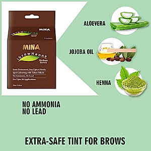 Mina ibrow Hair Color Medium Brown|Natural Spot coloring Hair Tinting Powder, Water and Smudge Proof | No Ammonia, No Lead with 100% Gray Converge|Vegan and Cruelty free