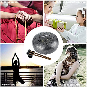 Ubblove Steel Tongue Drum for Kids: 8 Notes 6 Inches Key of C Metal Steel Drums Instrument with Bag for Meditation, Yoga, musical education, zen tone (Silver)