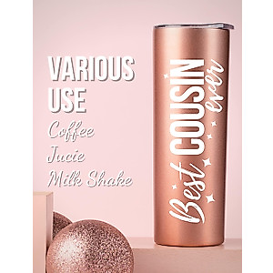 Onebttl Cousin Gifts - 20oz Insulated Stainless Steel Tumbler with Lid- Best Cousin Ever- Gifts for Cousin - for Birthday, Christmas